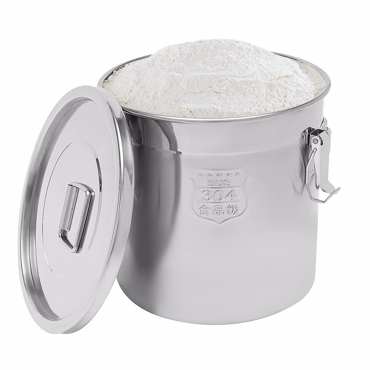 TOOL1SHOoo 21L/33L Airtight Rice Bucket 304 Stainless Steel Canister Food Storage Container Food Storage Container Airtight Canister Storage Bucket with Lid (21L)