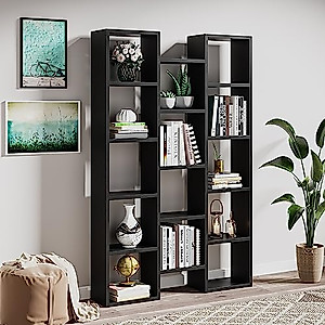 LITTLE TREE 14 Cube Bookshelf Bookcase for Small Space,Black