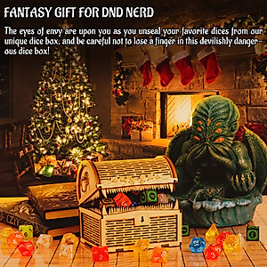 DND Mimic Chest Box Wood Laser Cut Dice Storage Case Perfect for Dungeons and Dragons, Board Game, Tabletop RPG and Gaming Accessories