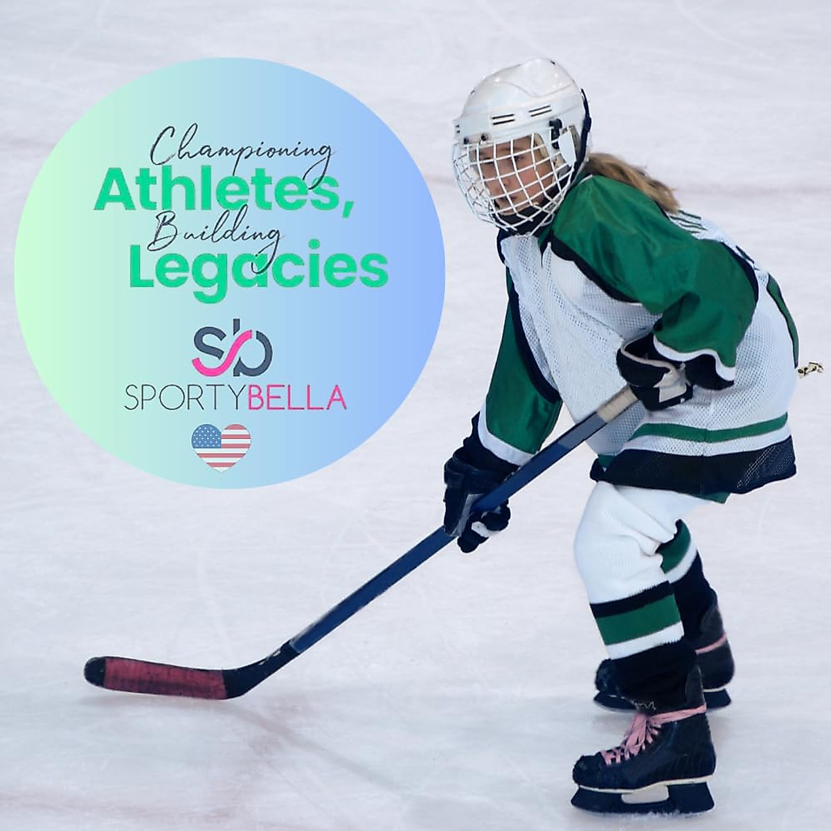 Sportybella Multicolored Hair Ties and Accessories - Elastic No-Crease Set for Girls, Ice Hockey Players & Teams. Ice Hockey Gifts, 8pcs.