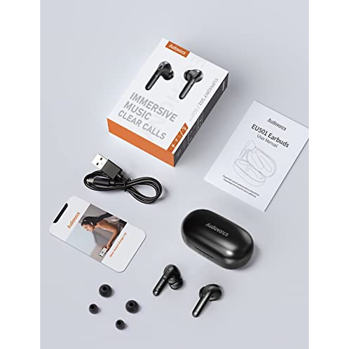 Audiovance Euphony 501 Wireless Earbuds Bluetooth Headphones for iPhone and Android, Active Noise Cancelling Wireless Ear Buds (EU501)