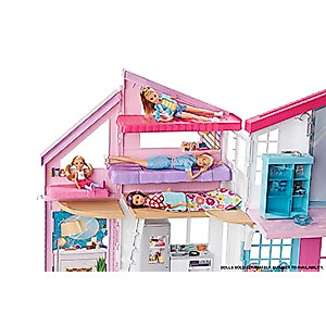Barbie Doll House Playset, Malibu House with 25+ Themed Furniture & Accessories, 6 Rooms Including 2-In-1 Transformations