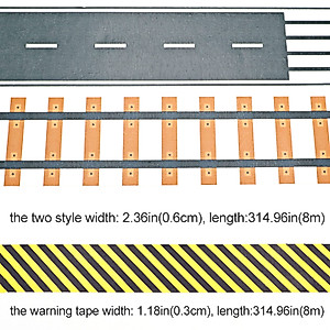 Manzawa Road Tape for Toy Car & Trains,3 Tape Rolls, Bonus 160 Traffic Sign Die Cut Stickers, 4 Road Tight Curves and 4 Trains Tight Curves, Develop Your Kids Imagination and Memory, Play and Learn