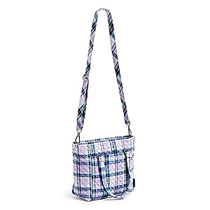 Vera Bradley Women's Cotton Multi-Strap Shoulder Satchel Purse, Amethyst Plaid - Recycled Cotton, One Size