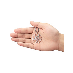 HAQUIL Satanic Necklace, Stainless Steel Hollow Sigil of Baphomet Pendant, Box Chain, Satanic Jewelry