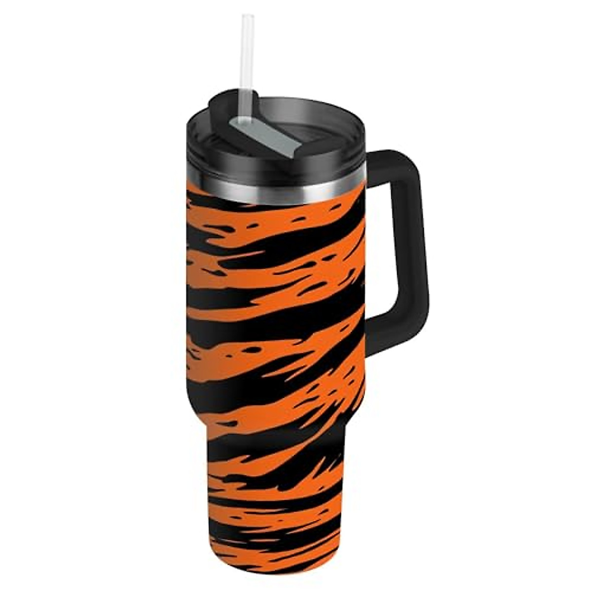 Flradish 30oz Tumbler with Handle, Tiger Skin Texture Stainless Steel Tumbler with Lid and Straws Double Wall Vacuum Insulated Leakproof Coffee Travel Mug