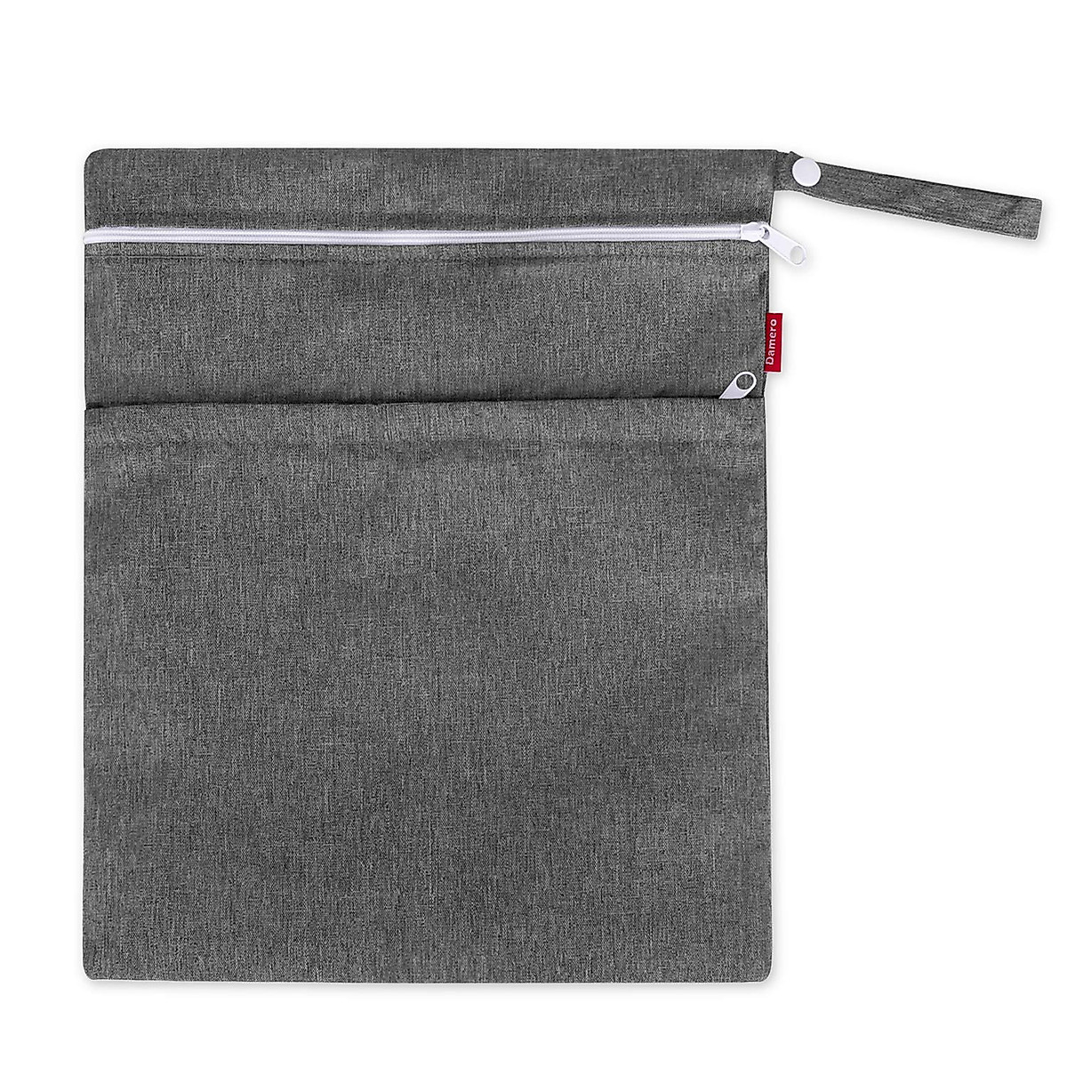 Damero 3Pcs Wet Dry Bags for Baby Cloth Diaper, Washable Diaper Wet Bag with Handle for Pumping Parts, Travel, Swimsuits, Gray