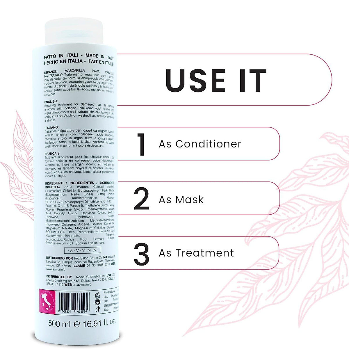 Avyna Maschera Laluronico Intensive Hiar Conditioner, 17 fluid ounces