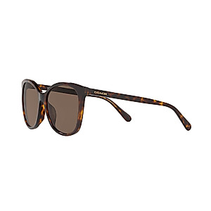 Coach HC8271U Universal Fit Sunglasses, Dark Tortoise/Dark Brown, 57 mm