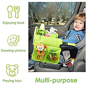 Zooawa Kids Travel Tray, Car Seat Tray for Kids Toddlers Car Seat, Toddler Car Seat Lap Tray, Road Trip Essentials Activity Table, Carseat Table Tray for 36M+ Kids Road Trip Activities, Green
