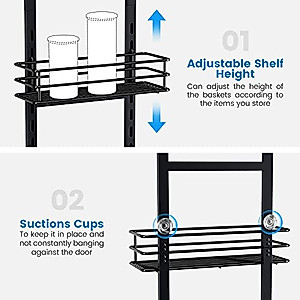 Purdaz Over the Door Pantry Organizer,Spice Rack,5-Tier Pantry Door Organizer Hanging Rack Adjustable Pantry Shelf Spice Can Organizer Shelves Kitchen Organization and Storage - Black