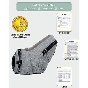 CozyOne-Mom's Choice Award Winner-CPC-Certified Baby Hip Carrier, Adjustable Waistband with Abdominal Support Design & Various Pockets for Newborns & Toddlers 8-44 lbs Carrier (Grey)