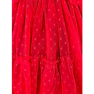 Milk Monster Baby Toddler Tulle Polka Dot Tiered Dress Dress Tie Straps Pink and Red Ages 12 Months to 6 Years (as1, Age, 2_Years, Crimson Red)