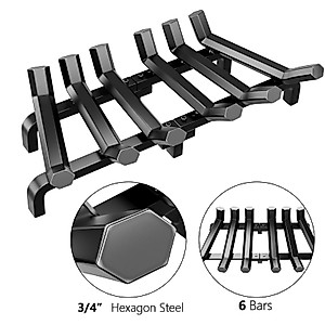 AMAGABELI GARDEN & HOME Fireplace Log Grate 24 Inch Wide Heavy Duty Solid Steel Indoor Chimney Hearth 3/4 Bar for Outdoor Kindling Tools Pit Wrought Iron Wood Stove Firewood Burning Rack Holder