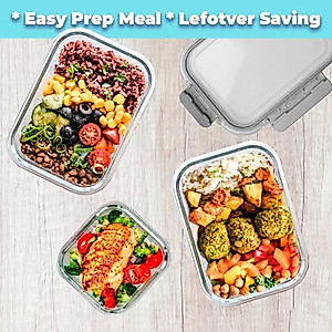 NINJAMO 24 Piece Glass Microwave Dishwasher Safe Storage Prep Meal Containers with Lids Leak Proof (Gray)