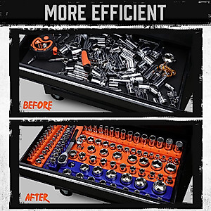 HORUSDY 6-Piece Magnetic Socket Organizer Set, Magnetic Socket Holder, 1/4", 3/8", 1/2" Socket Holds 143 Pieces Magnetic Socket Trays.