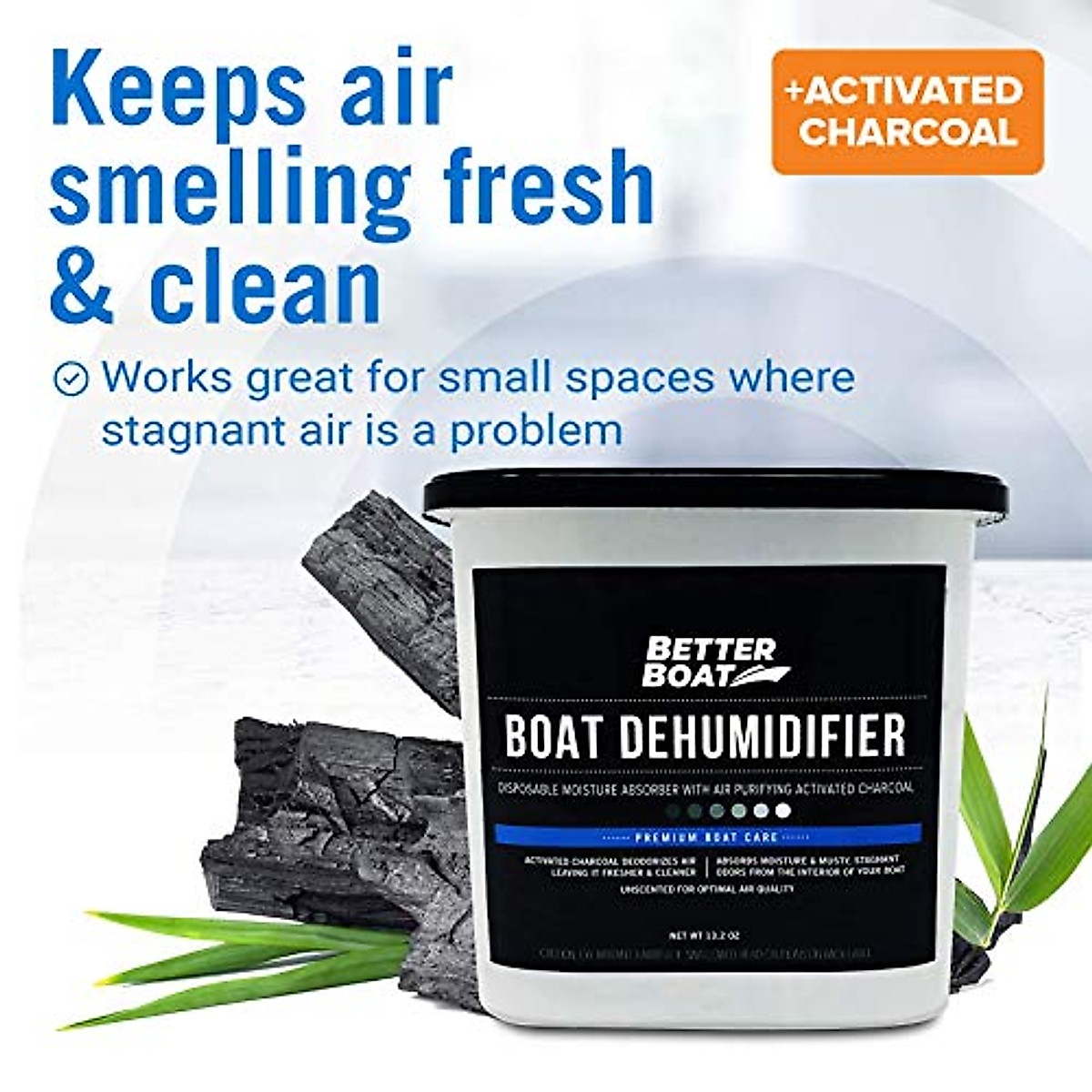 Moisture Absorber Boat Dehumidifier Moisture Absorbers Charcoal Smell Remover to Get Rid of Damp Smell & Humidity | No Refill for Basement, Closet, Home, RV or Boating Unscented Fragrance Free (4 Pack)