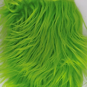 Shaggy Plush Faux Fur Fabric Precut Strips Fluffy Fuzzy Craft Fur for Gnomes Beard Hair Cosplay Costume Dwarf Decoration (Green, 8x60 inch)