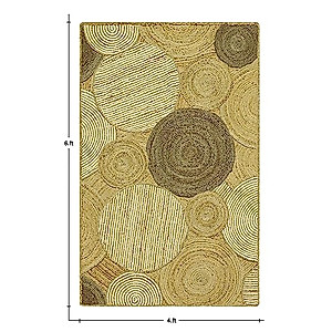 CASAVANI Natural Jute Rectangular Area Rug - 4' x 6', Beige & Black Geometric Braided Jute Rug Ideal for High Traffic Areas in Entryway, Living Room, Bedroom