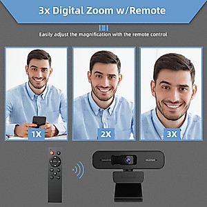 Zoom Certified, NexiGo N940P 2K Zoomable Webcam with Remote and Software Controls | Sony Starvis Sensor | 1080P@ 60FPS | 3X Zoom in | Dual Stereo Microphone, for Zoom/Skype/Teams/Webex (Black)