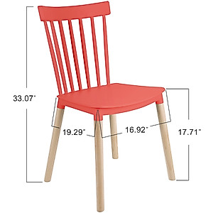Simpol Home DSW Armless Modern Plastic Dining Chairs with Wood Legs for Living, Bedroom, Kitchen, Dining,Lounge Waiting Room, Restaurants, Cafes