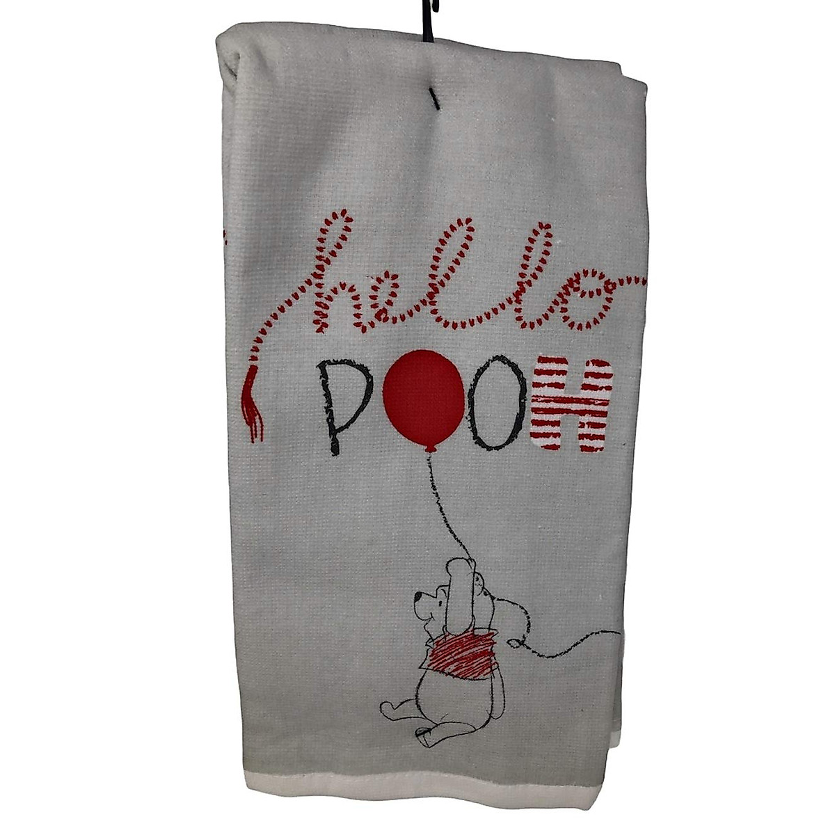 Best Brands Kitchen Towel 100% Cotton, 2pk-Soft and Absorbent Decorative Kitchen Towels - Grey with Red Balloons