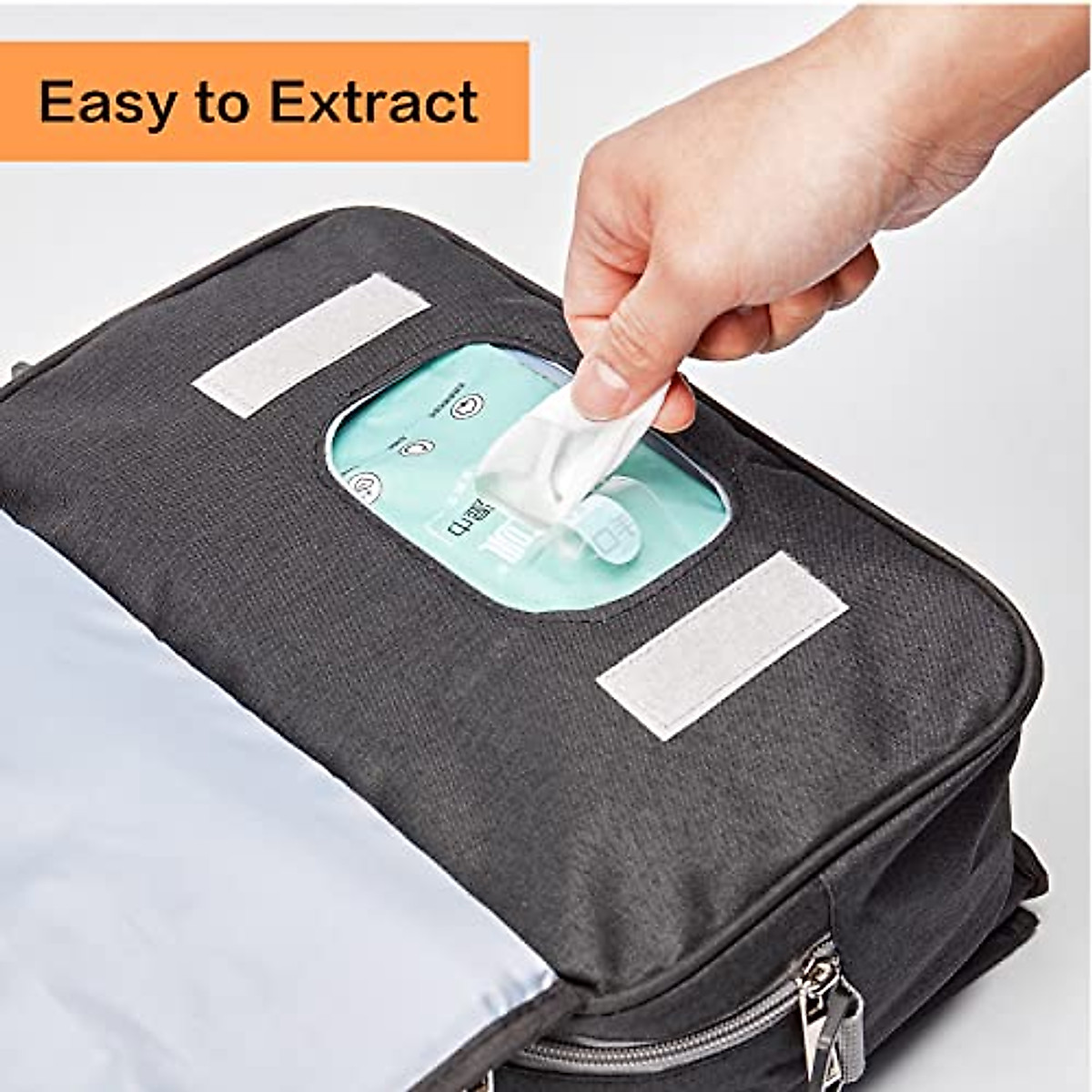 MOMIGO Baby Diaper Caddy Bag with Changing Pad - Waterproof Changing Bag Baby Stroller Bag Nursery Storage Bin for Diapers, Wipes & Toys Mini Diaper Bag for Outdoor（Black