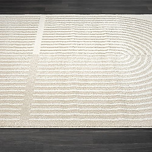 Abani Nuevo Collection Area Rug - Modern Arch Beige/Cream Pattern - 6'x9' - Easy to Clean - Durable for Kids & Pets - Non-Shedding - Medium Pile - Soft Feel - for Living Room, Bedroom & Office