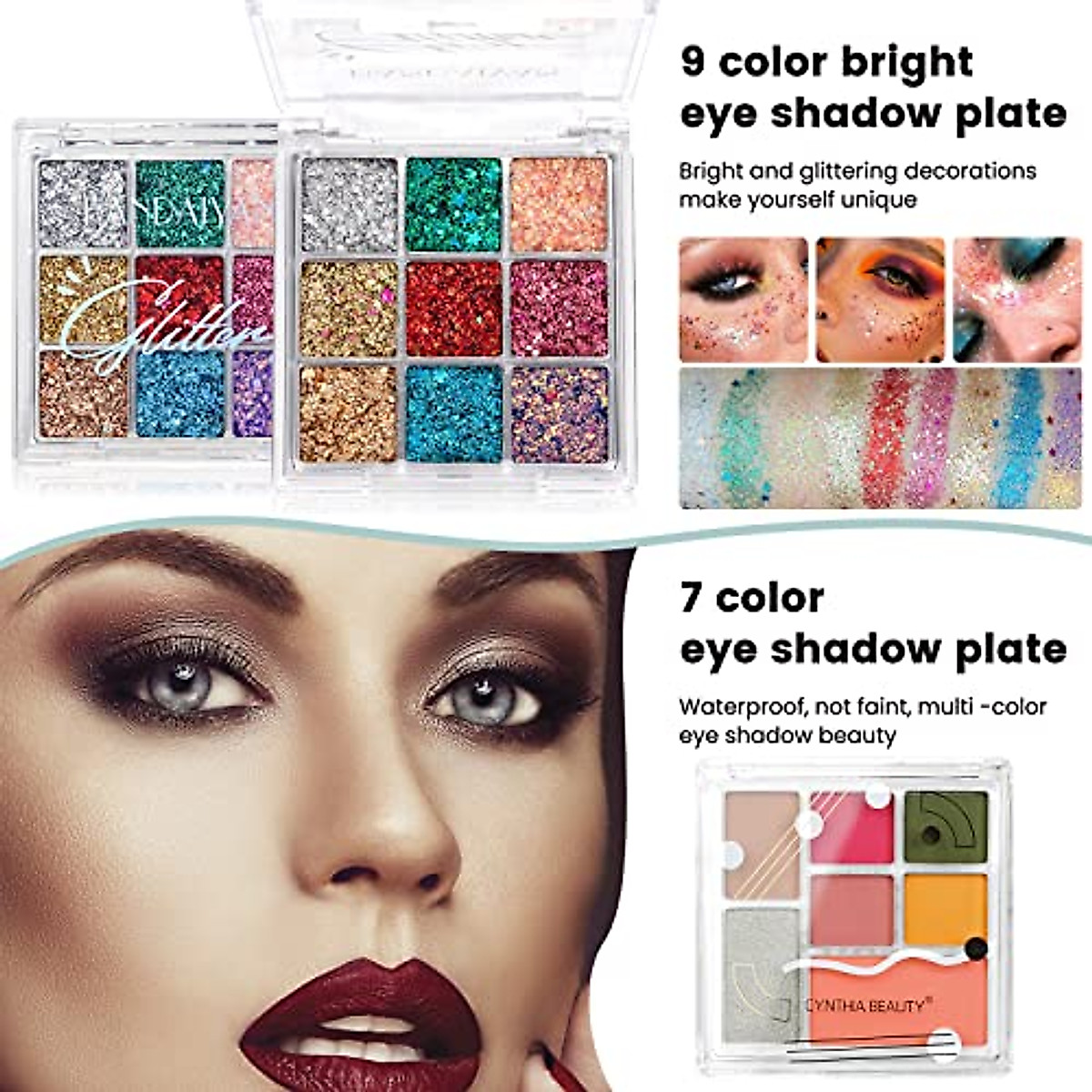 All in One Makeup Sets Makeup Kit for Women Full Kit, JIKUEA Makeup kits for Women, Girls or Teens,Include Eyeshadow&Facial&Sequin Palette Lipglaze&Lipline Eyebrow&Eyeliner