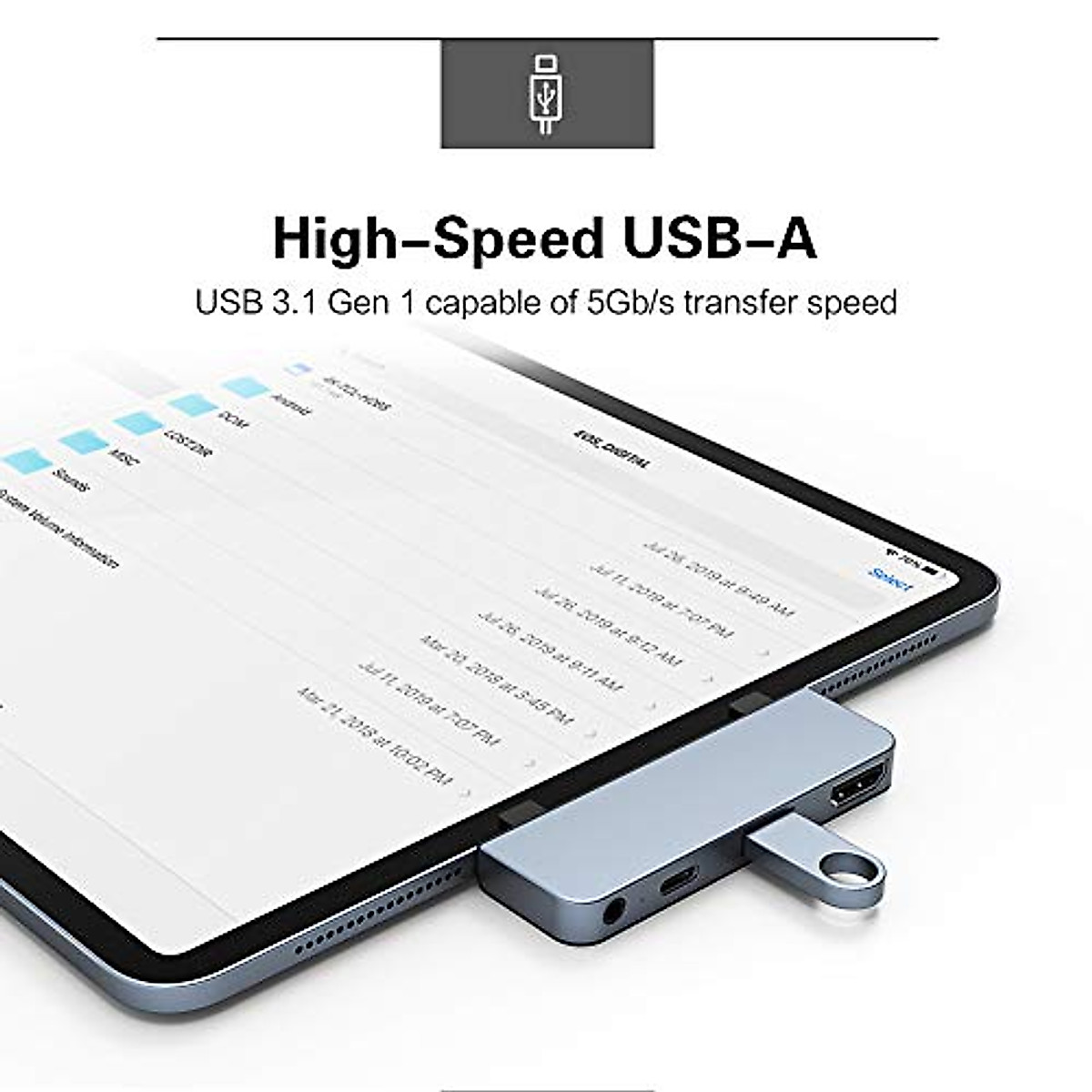 HyperDrive USB C Hub Adapter for iPad Pro 2020 2019 2018 11”/ 12.9", USBC Smartphone/Tablet, 4-in-1 USB-C Hub Dongle with 4K HDMI, C-USB PD Charging, USB 3.0, 3.5mm Headphone Audio Jack -Gray