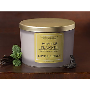 Winter Candles | Flannel Candle | Luxury Soy & Beeswax Candles for Home | 16 oz. Large Jar 3 Wick Candle | Holiday Candles | Christmas Candles | Winter Scented Candles
