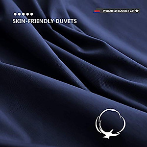 YnM Weighted Blanket with Cotton Duvet Bundle | 60''x80'' 15lbs, Suit for One Person(~140lb) Use on Queen/King Bed | Navy