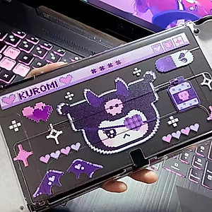 ENFILY Cute Case Compatible with Nintendo Switch OLED, Dockable Case Cover for Kuromi Theme, Ergonomic Soft TPU Grip Case for Joycon, Sparkle Skin Set