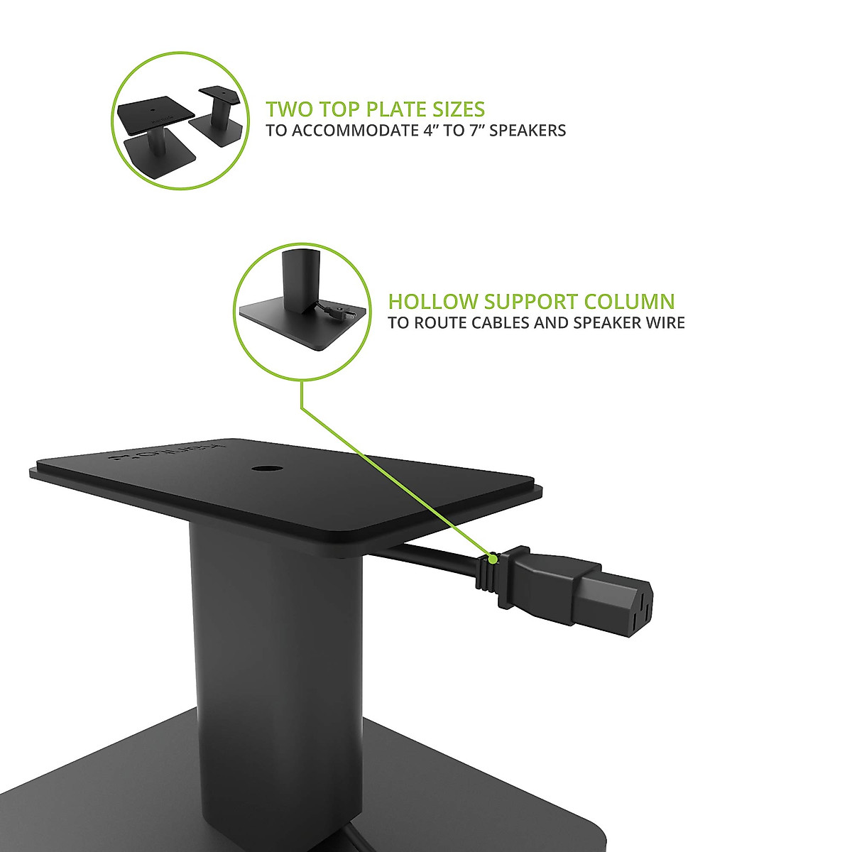 Kanto SP6HD Desktop Speaker Stands for Medium/Large Bookshelf Speakers & Mid-Size/Full-Size 4”-7” Studio Monitors | 6" Tall | Black | Pair