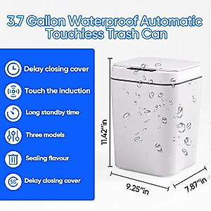 Smart Touchless Motion Sensor Trash Can | 3.7 Gallons Bathroom Trash Can with Lid | Automatic Trash Can for Kitchen | Plastic Garbage Bin for Home Living Room, RV and Office Bin
