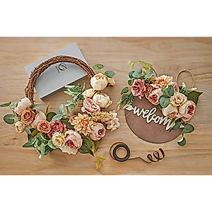 MISSPIN Wedding Artificial Flowers Box Set for DIY Wedding Bridal Bouquets Fake Peony Flowers Centerpieces Arrangements Party Baby Shower Home Decorations (Champagne)