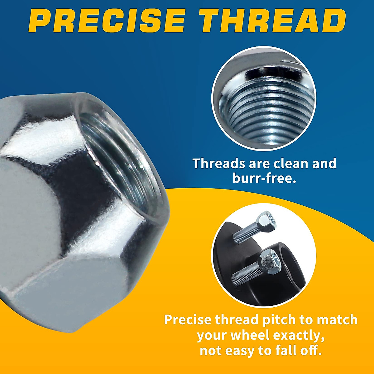 GREPSPUD 10pcs 1/2''-20 Trailer Lug Nuts, Wheel 509 Lug Nut Hub Tire Nuts Open End Acorn Nut for Dexter EZ Lube Trailer Camper RV 1/2" Studs, Zinc Plated