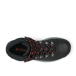 Columbia womens Newton Ridge Plus Waterproof Hiking Boot, Black/Poppy Red, 9 US