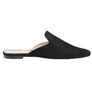 DREAM PAIRS Women's Flat Mules Pointed Toe Backless Loafer Shoes,Size 7.5,Black/Suede,DML211