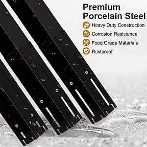 Criditpid Universal Adjustable Porcelain Steel Heat Plates, Heat Tent, Flavorizer Bar, Burner Cover, Flame Tamer for Brinkmann, Charbroil, Nexgrill, Backyard, Extend from 11.75 to 21 Inch, 5-Pack