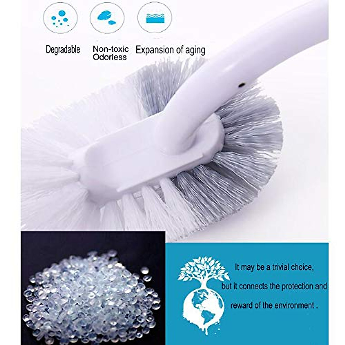 Marbarsse Bathroom Toilet Bowl Brush and Holder, Curved Design Toilet Brush for Deep Cleaning Under Rim, Best Toilet Brush Set, Easy Handy CompactToilet BowlCleaner Brush for Bathroom, 2 Pack