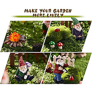 Fairy Garden Accessories Cute Dwarfs Statues Miniature Figurines for Outdoor or House Desktop Decor Camping Dwarfs Kit of 4 pcs