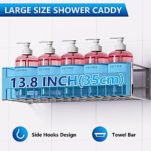 Kayfia Shower Caddy 6 Pack Large Capacity Adhesive Shower Shelves Bathroom Shower Organizer No Drilling Wall Mounted Shampoo Holder Shower Storage Rack for Inside Shower (Silver Grey)