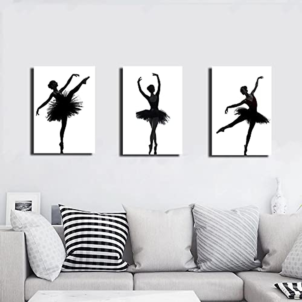 TY-pic2020 Ballet Girl Painting Posters Canvas Painting Yoga Room Ballet Dancers Wall Art Pictures Girls Room Women Bedroom Decor Colour：Black and White Set of 3（11.8"X15.75"）【No Frame】