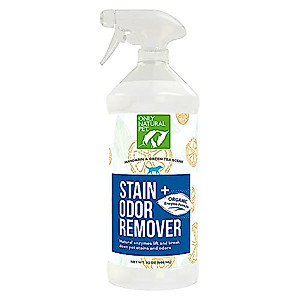 Only Natural Pet Enzyme Powered Stain & Odor Eliminator - Professional Pet Urine Pee Cleaner Deodorizer For Dogs - Hardwood Floors Carpets Upholstery - Fresh Mandarin Orange & Green Tea Scent - 32Floz