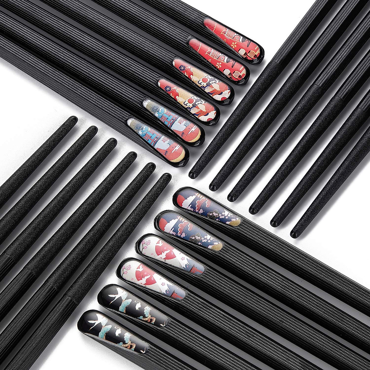 SUPJOYES 6 Pairs Fiberglass Chopsticks - Reusable Japanese Chopsticks Dishwasher Safe, Non-Slip Chop Sticks Multipack, 9.5 Inch