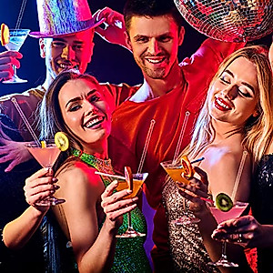 100 Pieces Disposable Plastic Round Top Crystal Swizzle Sticks Glitter Plastic Swizzle Sticks Cocktail Coffee Drink (Silver, Gold, Red)