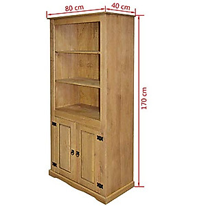 loibinfen Wooden Kitchen Pantry Cabinet, Tall Storage Cabinet with 3 Open Shelves and 1 Cabinet with 2 Shelves, Freestanding Floor Cabinet Cupboard for Kitchen, 31.5"x15.7"x66.9", Brown -AA