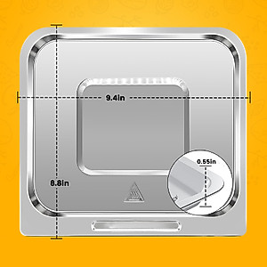 Air Fryer Grill Pan for CHEFMAN 10 Quart Multifunctional Digital air fryer,9.4 * 8.8''Food Grade Nonstick Replacement Rack Parts Tray Grill Crisper Plate for CHEFMAN Air Fryer Oven, Dishwasher Safe