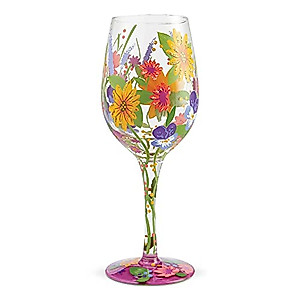 Enesco Designs by Lolita Garden' Hand-Painted Artisan Wine Glass, 1 Count (Pack of 1), Multicolor